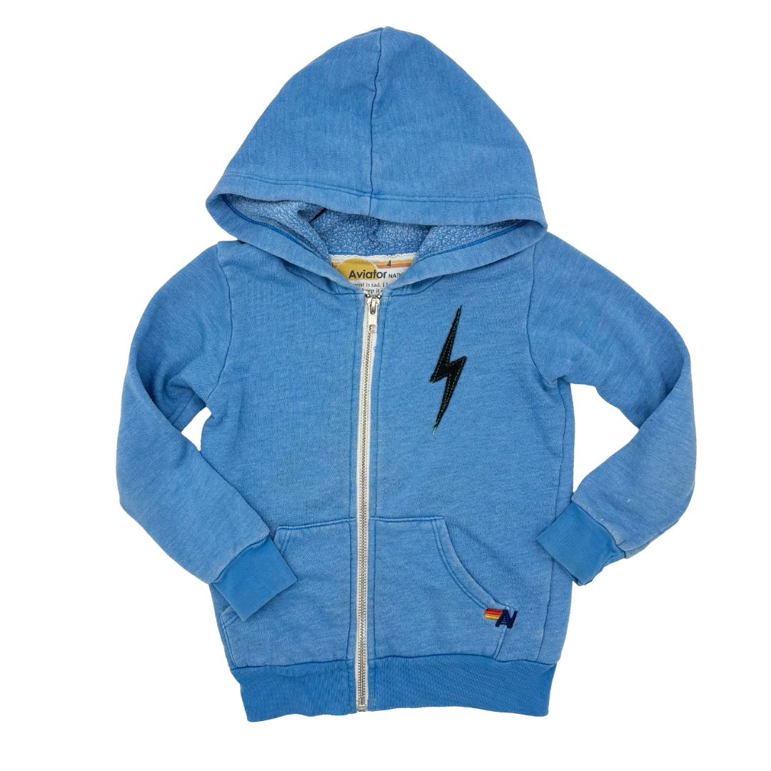 Aviator Nation blue lightning bolt zip up, 4 years – Minissentials