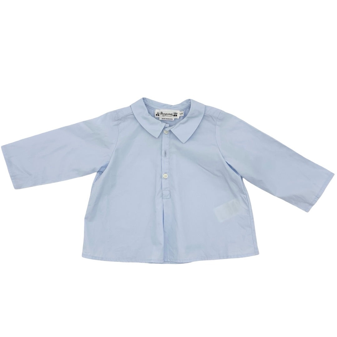 Bonpoint Baby blue collared top, 12 months – Minissentials