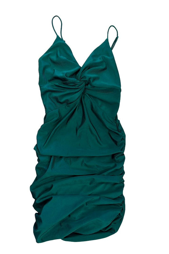 Lucy in the Sky Jewel Green Ruched Dress, medium – Minissentials